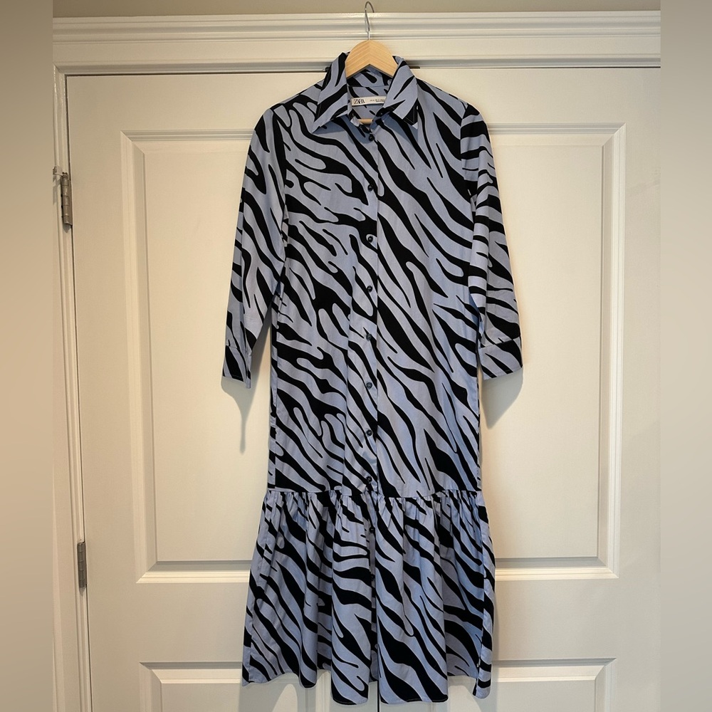 Zara Purple Zebra Print Midi Dress; Size Medium - Gem